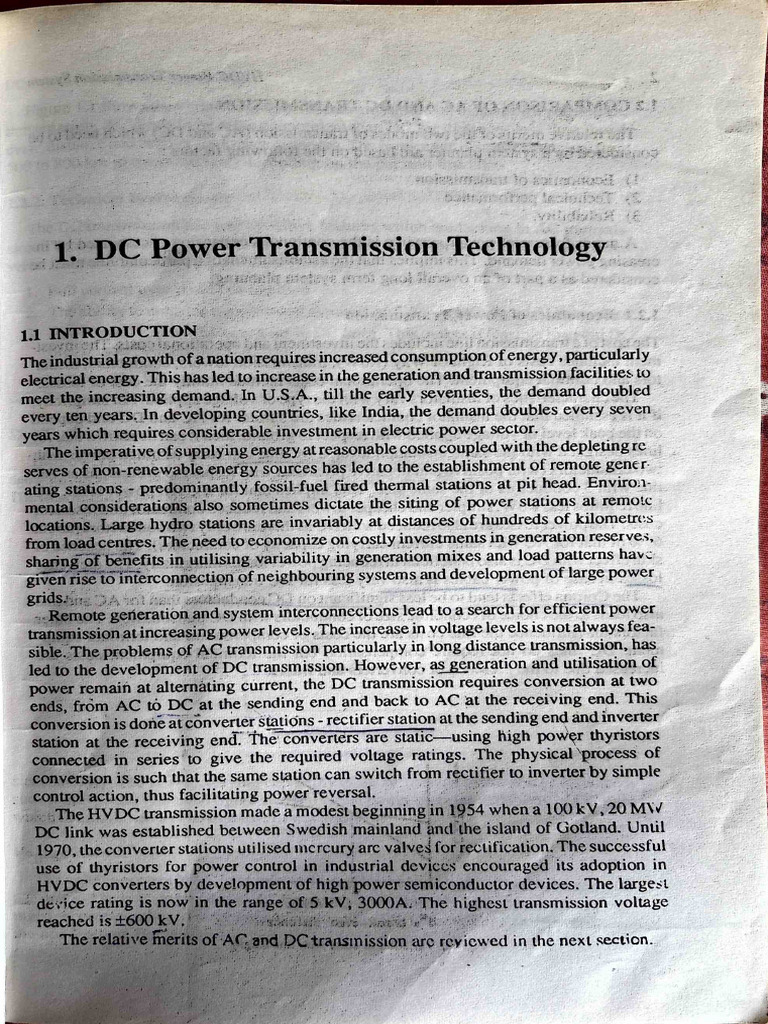 Introduction HVDC 1 | PDF | High Voltage Direct Current | Electric Power