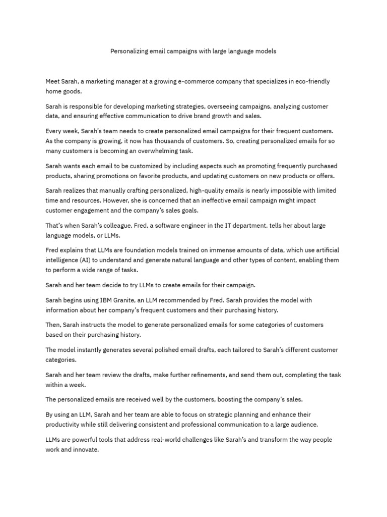 Personalizing Email Campaigns With Large Language Models | PDF