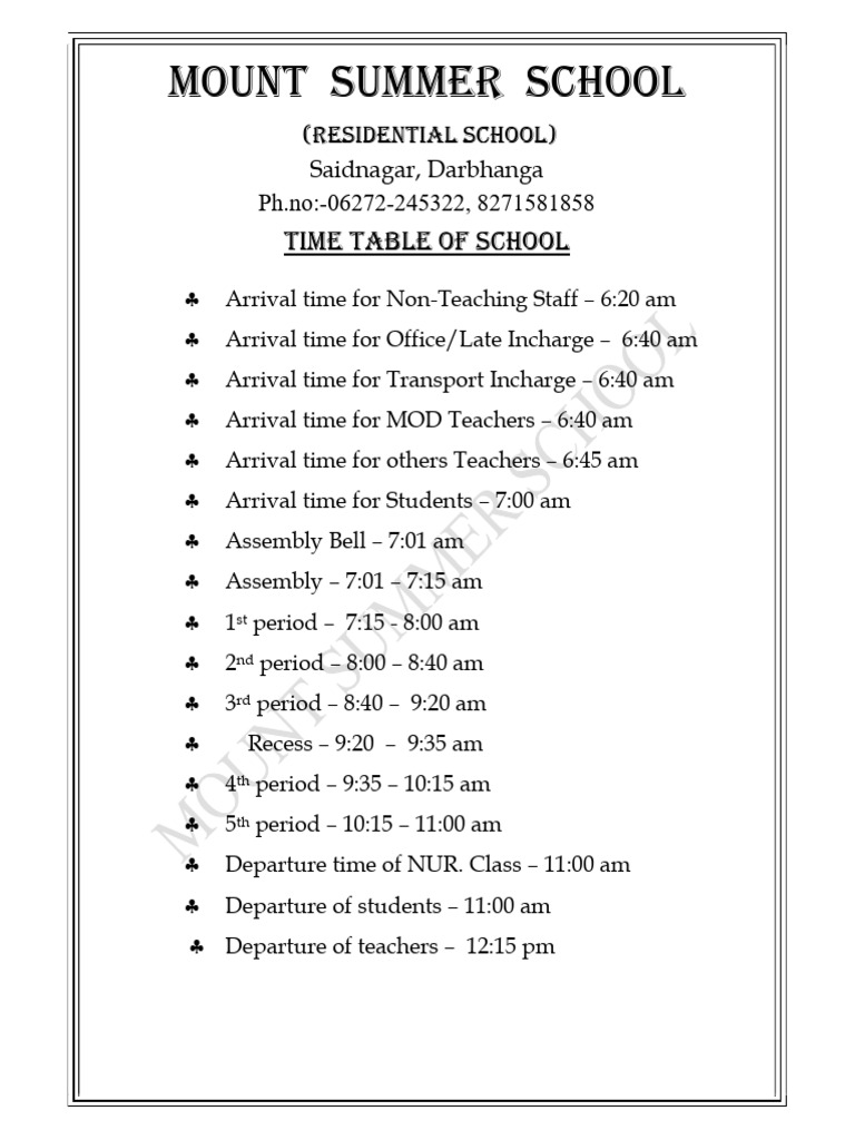 New Time Table | PDF