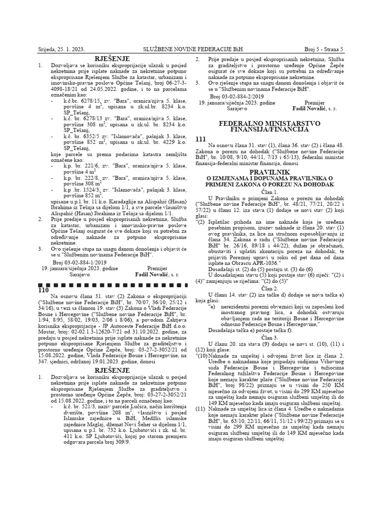 5.pravilnik o Izmjenama Pravilnika o Primjeni Zakona o Porezu Na ...