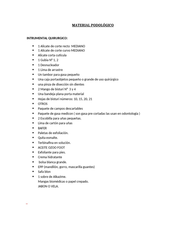 Material Podologico - Cosmiatria | PDF