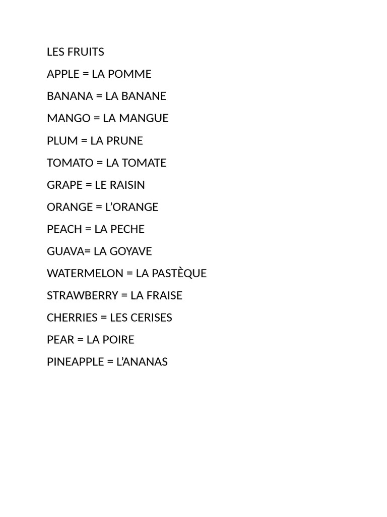 Les Fruits | PDF