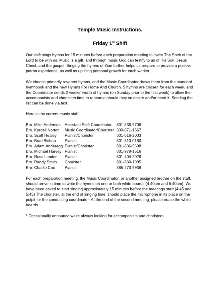 Temple Music Instructions | PDF