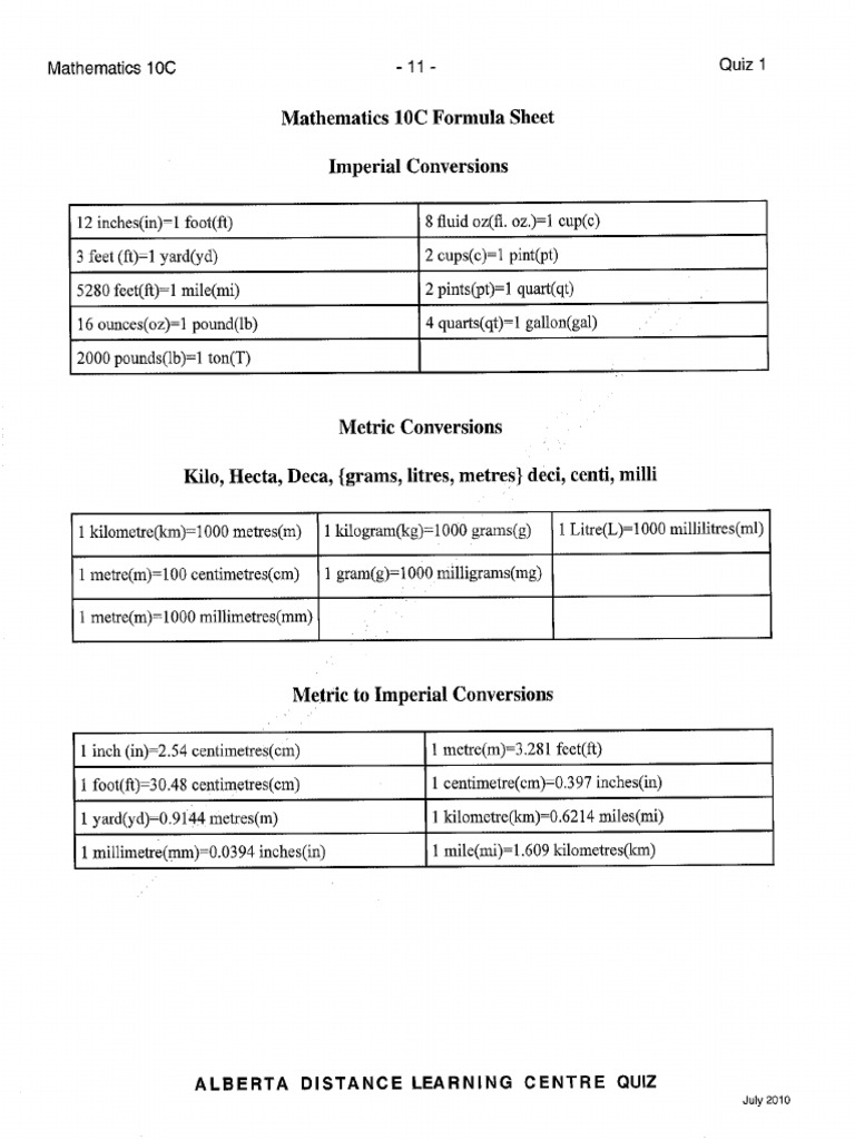 Math10C ADLCFormulaSheet | PDF