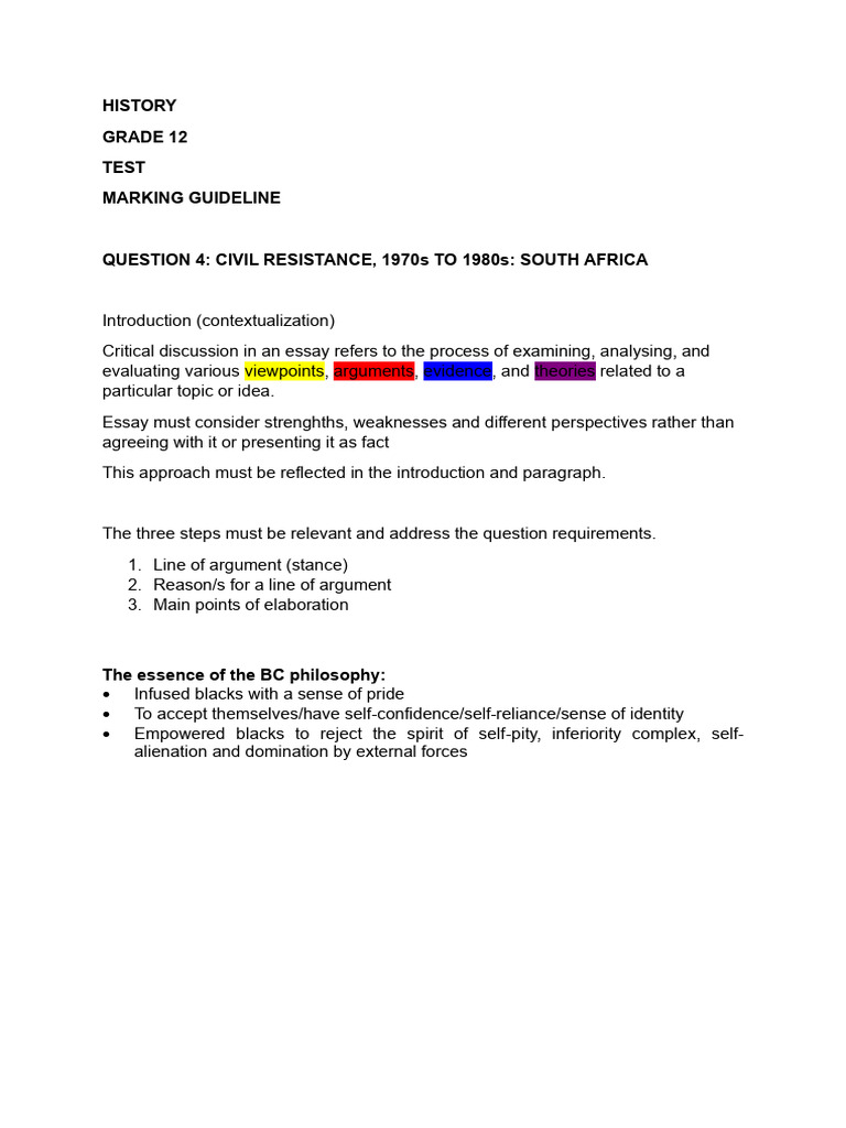 BCM Test Marking Guideline 1 | PDF