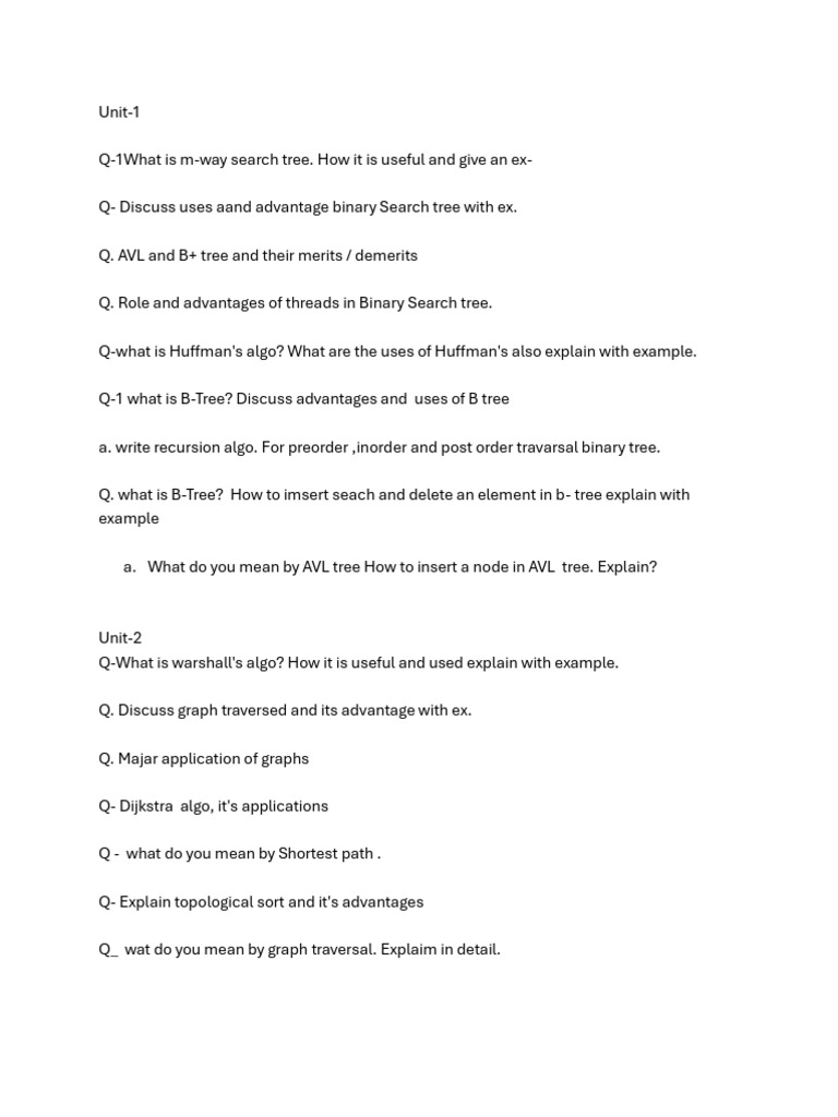 Data Structure Imp Questions | PDF | Computer Programming | Applied Mathematics