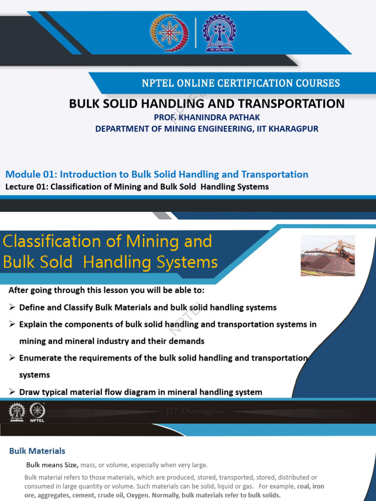 WEEK 1 - Bulk Material Transport and Handling Systems Merged PDF | PDF ...