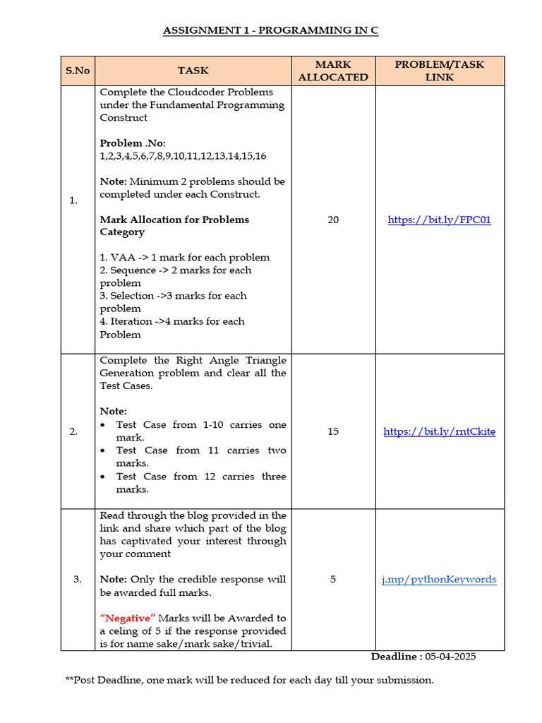 Assignment 1 - Prog.c | PDF