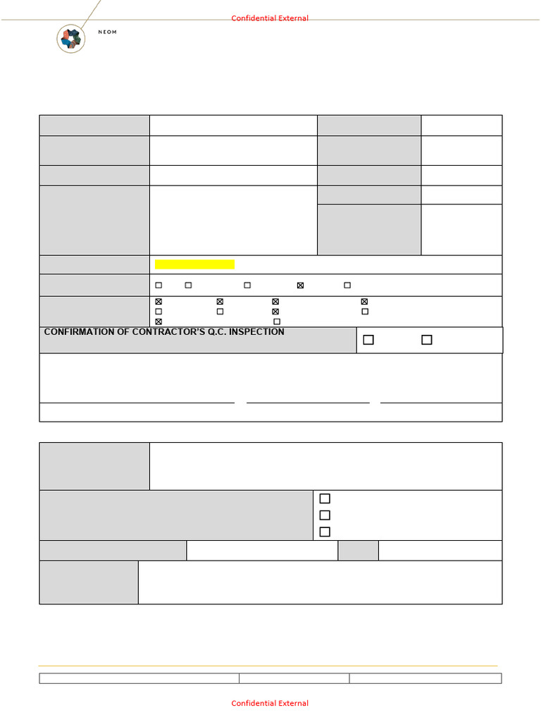 Work Inspection Request (WIR) : (To Be Filled by The Contractor) | PDF ...