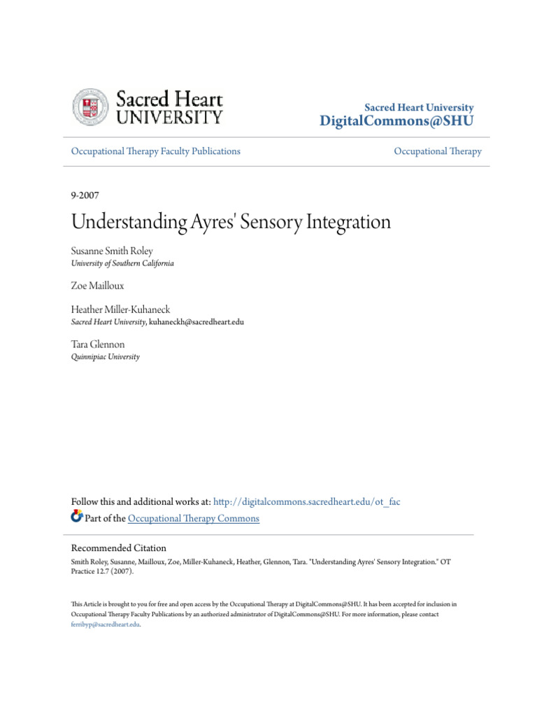 Understanding Ayres Sensory Integration | PDF | Sensory Processing ...