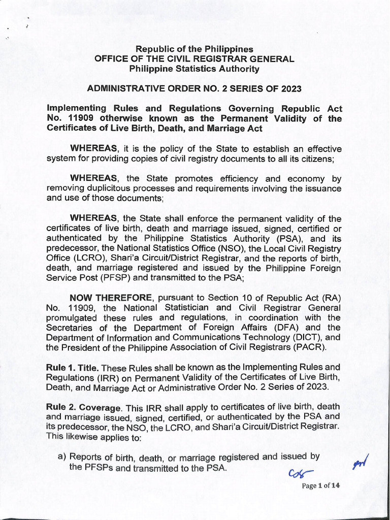 IRR of RA 11909 | PDF