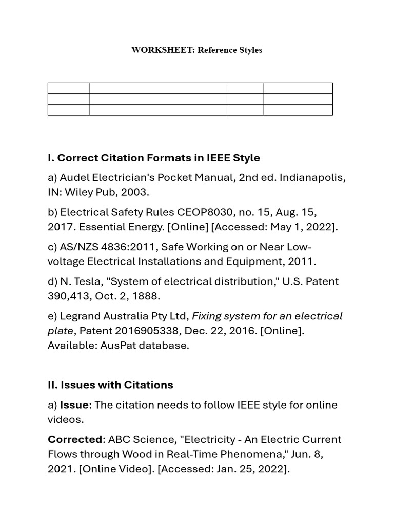 I. Correct Citation Formats in IEEE Style: Fixing System For An ...