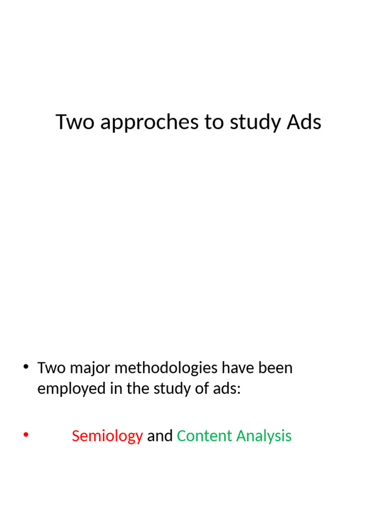 Two Approches To Study Ads | PDF