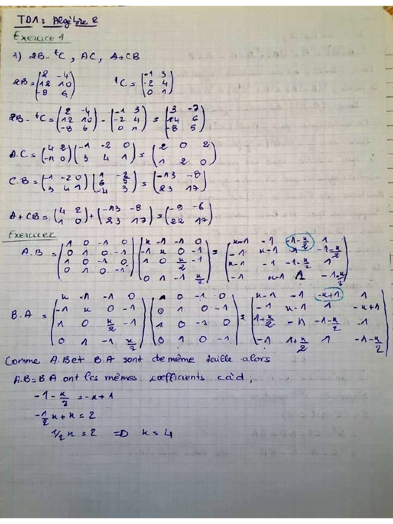 Td1 Algebre 2 | PDF