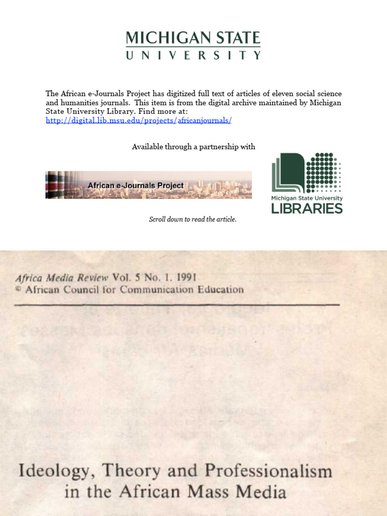 Africa Ideology, Theory and Rofessionalism in the African Mass Media ...