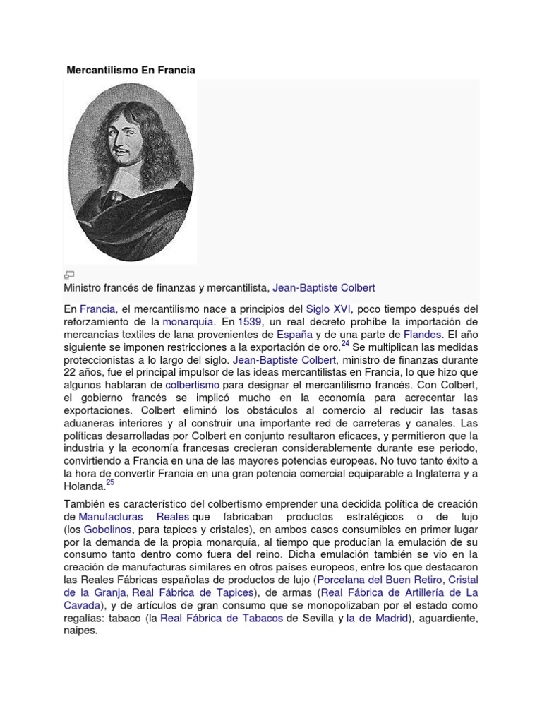 Mercantilismo en Francia: Colbertismo | PDF | Mercantilismo | Agitación