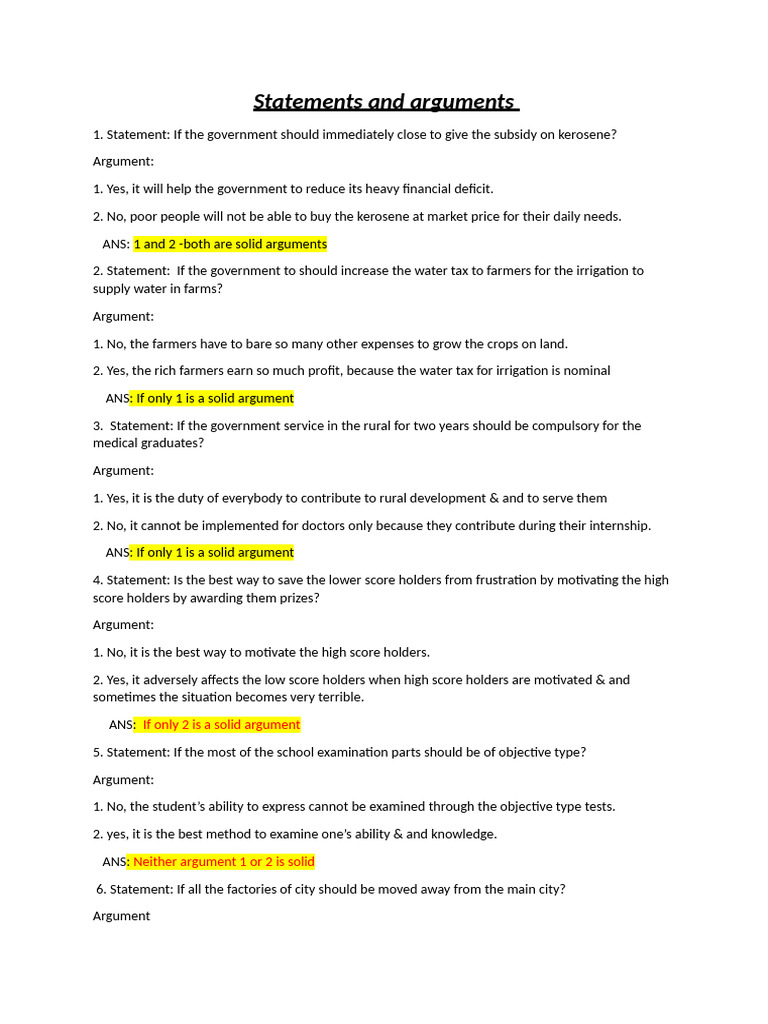 Statements and Arguments | PDF | Elections | Economies