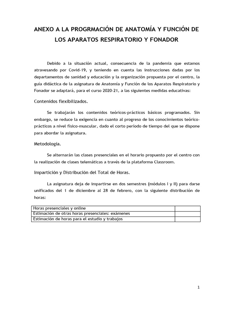 Anexo Programación CSMA Anatomía | PDF