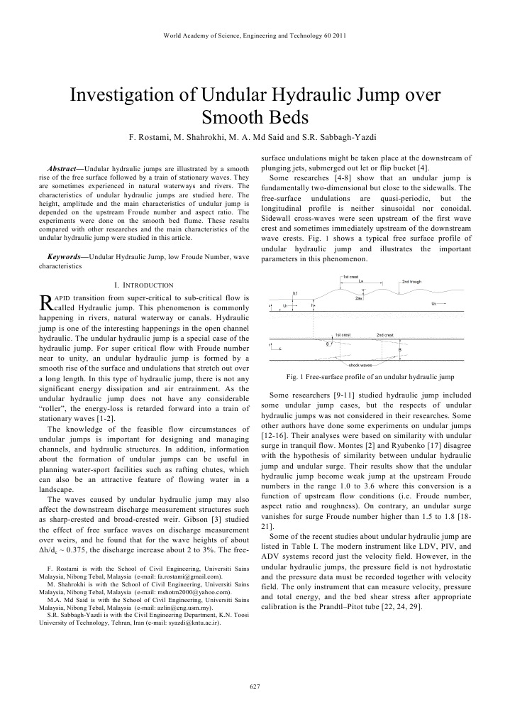Investigation of Undular Hydraulic Jump Over Smooth Beds: F. Rostami, M ...