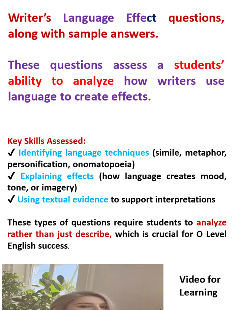 1 Writer s Language Effect Based Q & Ans | PDF