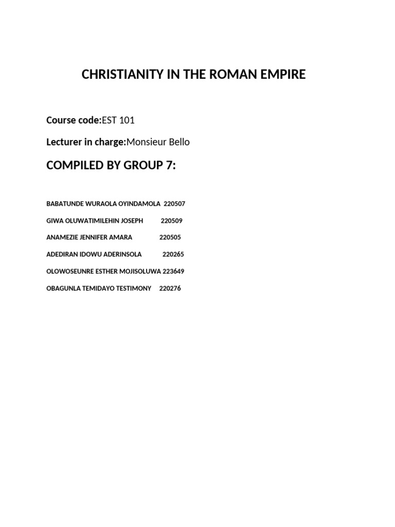 Christianity in Roman Empire | PDF | Constantine The Great | Jesus