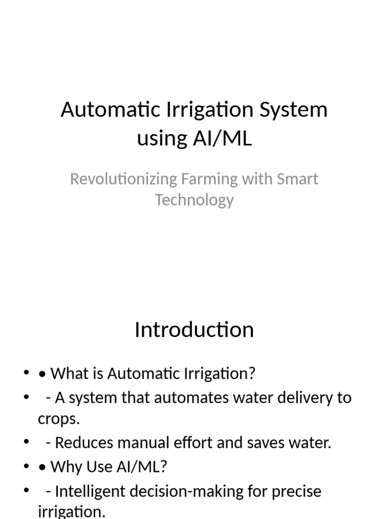 Automatic Irrigation System AI ML | PDF | Irrigation | Artificial ...