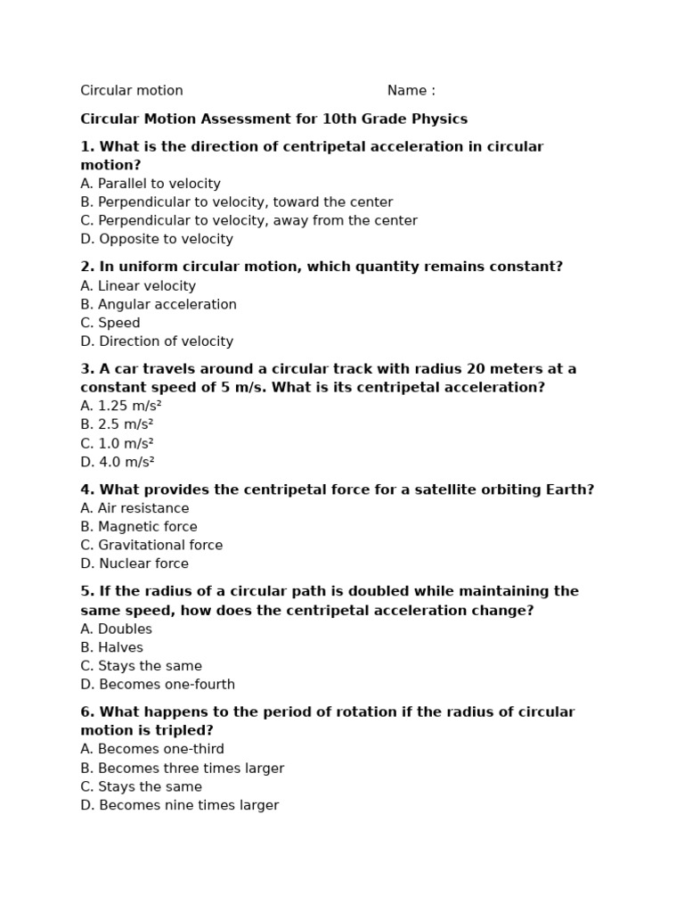 HW 1 Circular Motion | PDF