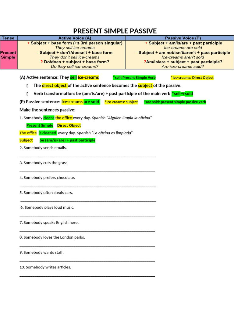 Passive Voice Night Class | PDF | Verb | Subject (Grammar)