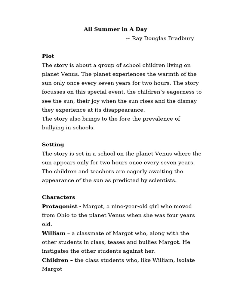 10 All Summer in A Day | PDF | Venus | Planets