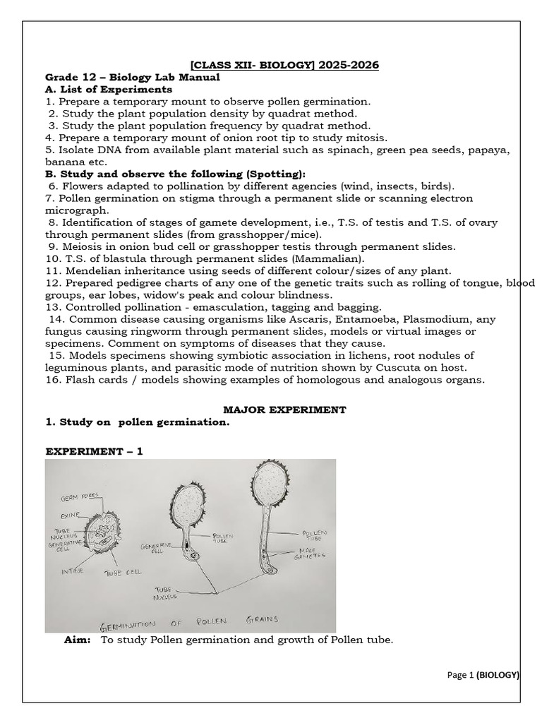 Grade 12 Biology Practical Notes 25-26 | PDF | Meiosis | Ovary