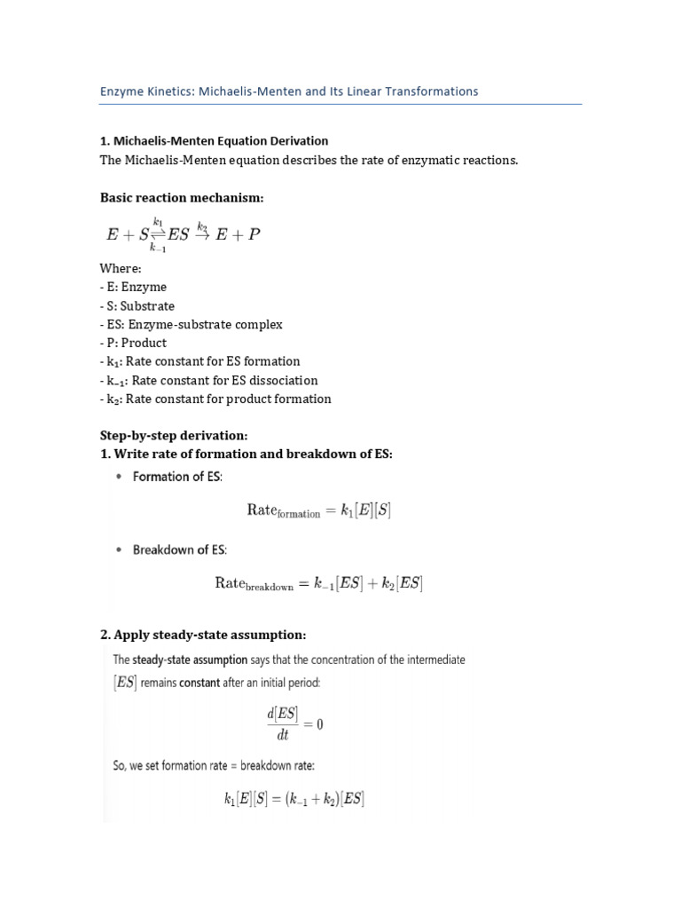 Unit 2 Enzyme Kinetics Equations | PDF
