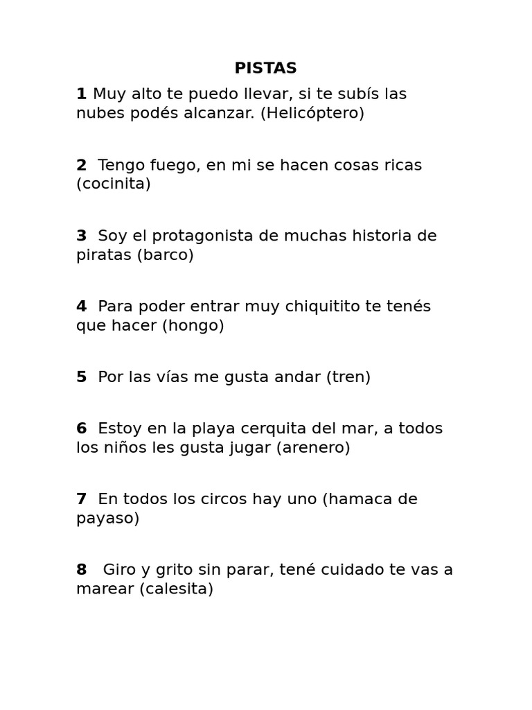 Juego Busqueda Con Pistas | PDF