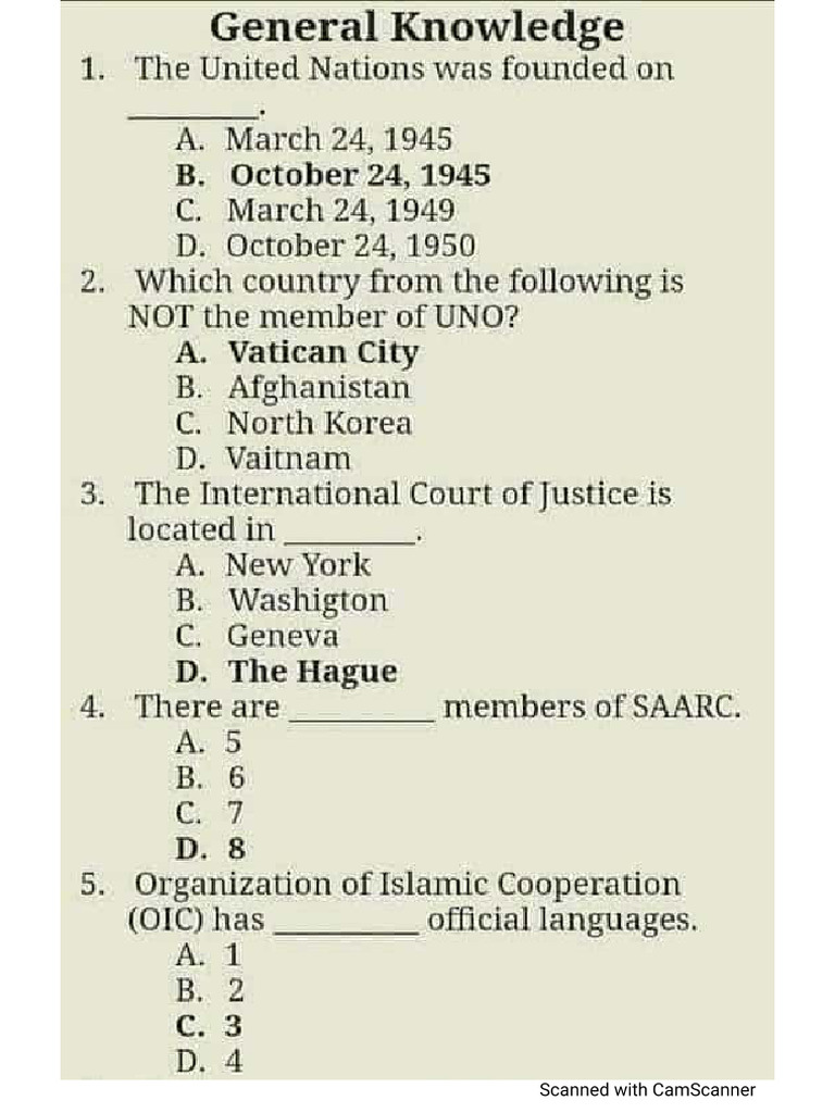 Most Important General Knowledge Mcqs | PDF