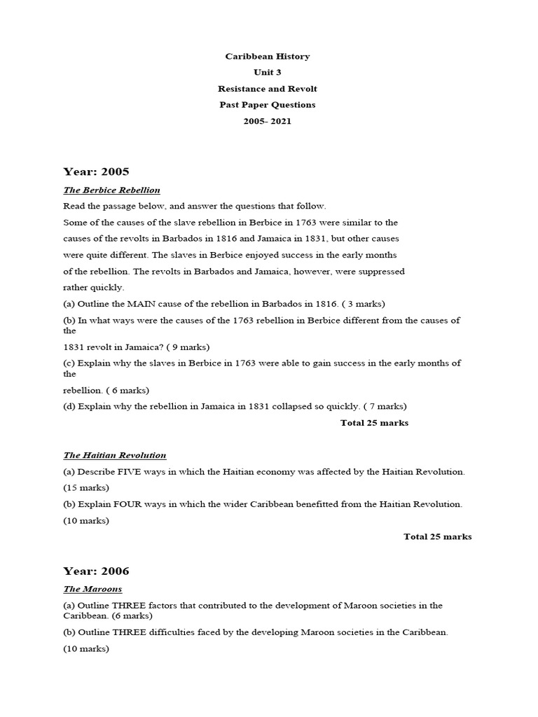 Caribbean Slave Revolts and Resistance 2005-2016 | PDF | Atlantic Slave ...