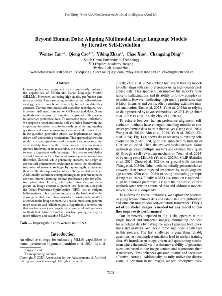 Beyond Human Data Aligning Multimodal Large Language Models by Iterative Self-Evolution | PDF ...