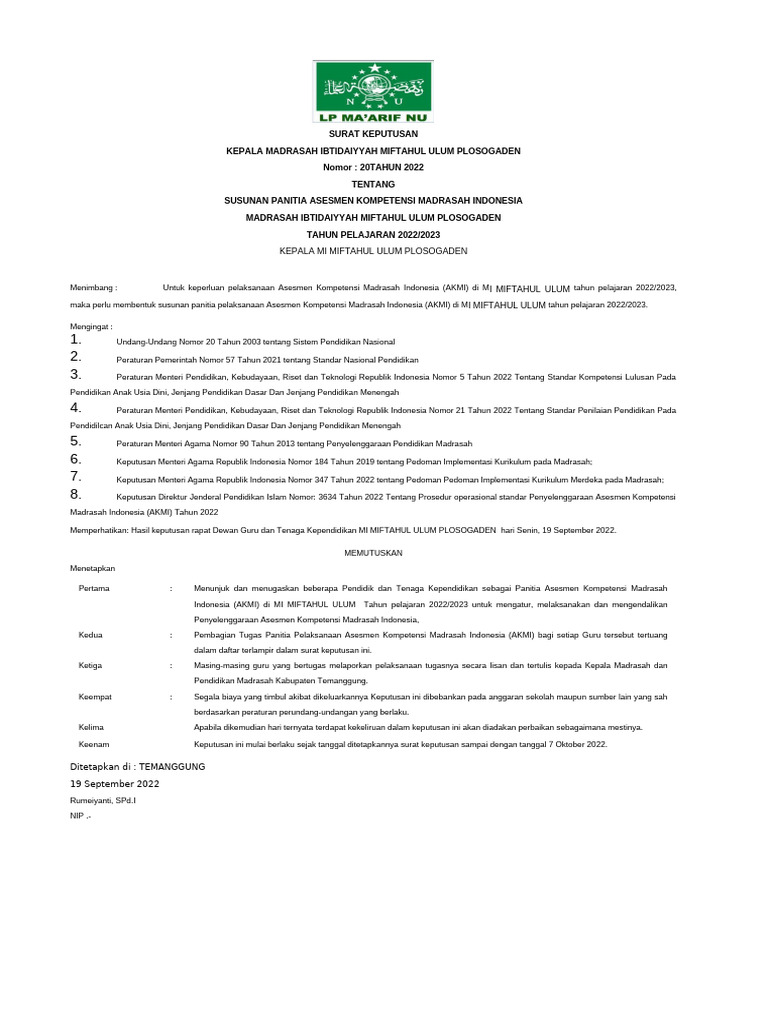 SK Panitia Akmi | PDF