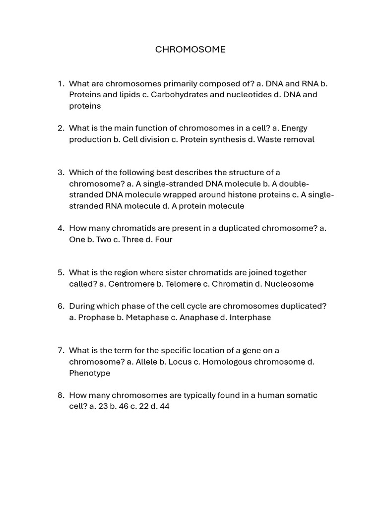 Understanding Chromosomes: Structure & Function | PDF