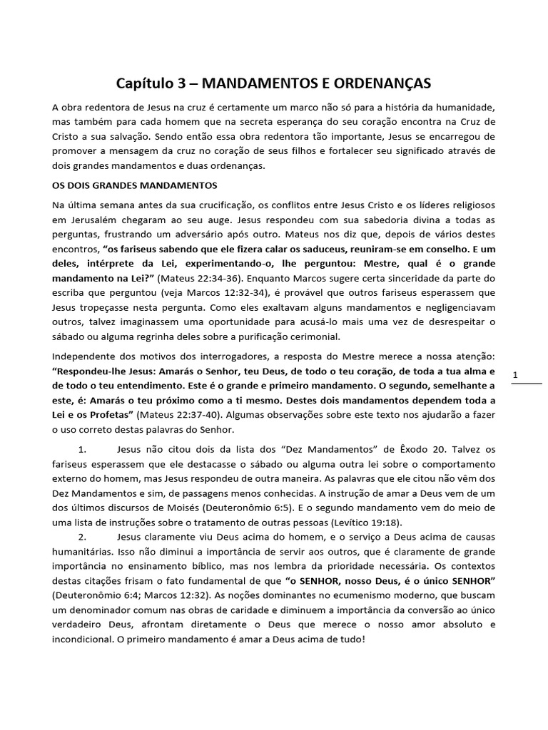 Capítulo 3 - Mandamentos e Ordenanças | PDF | Batismo | Eucaristia