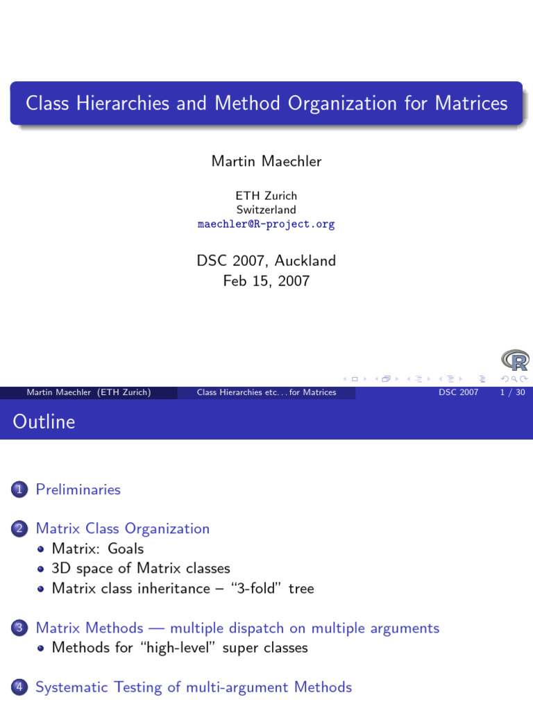 Class Hierarchies and Method Organization For Matrices | PDF | Matrix (Mathematics) | Functions ...