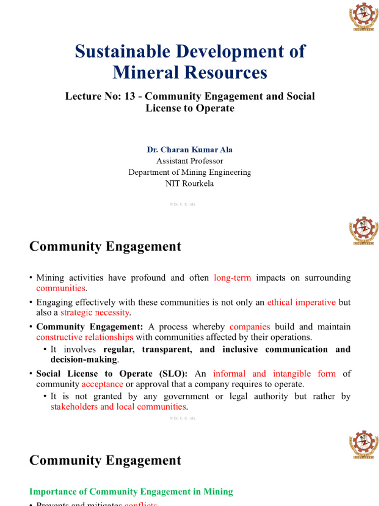 Lecture 13 - Community Engagement and Social License To Operate | PDF