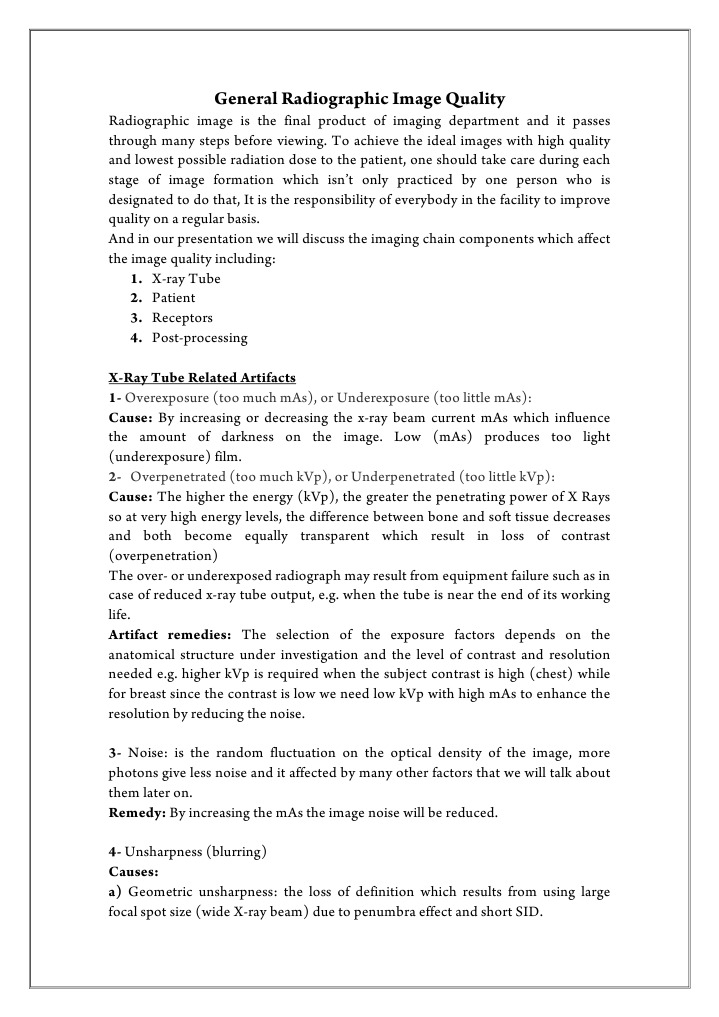 General Radio Graphic Image Quality | PDF | X Ray | Exposure (Photography)