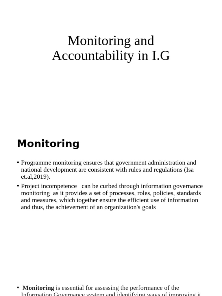 Monitoring and Accountability in I - From Chief | PDF | Governance ...