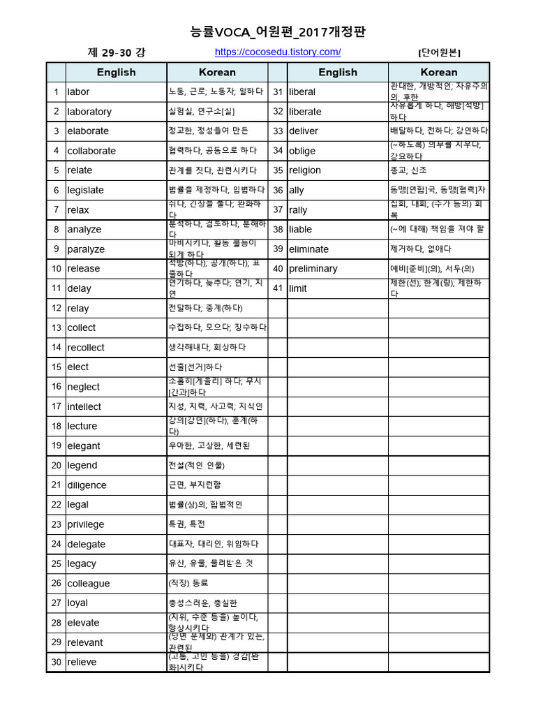 능률VOCA - 어원편 - 2017개정판 (29-30) | PDF