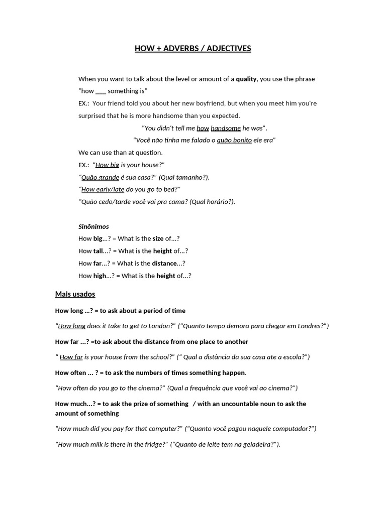 How Adj Adv | PDF