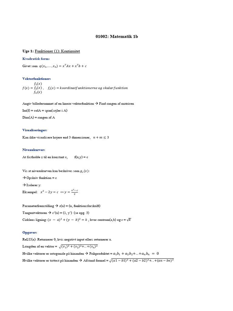 Matematik1b Noter | PDF