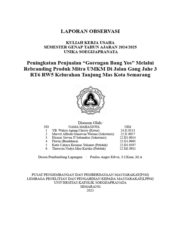 Laporan Observasi KKU_Kelompok 67_Kebonharjo | PDF