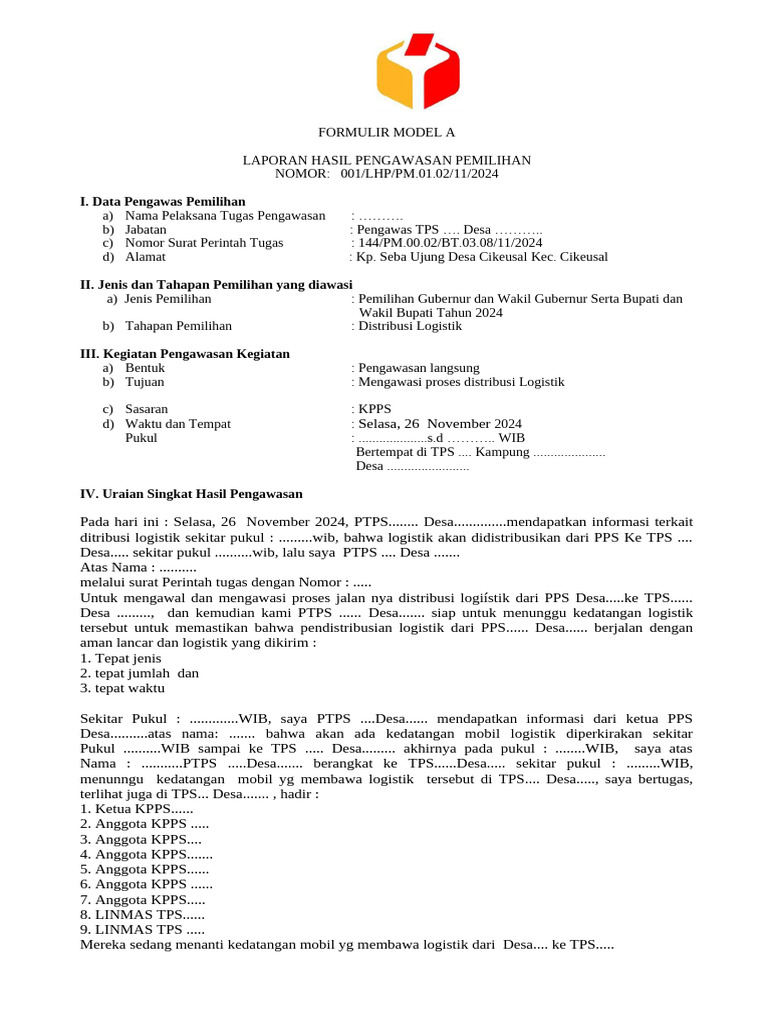 Kerangka Form A Pendistribusian Logistik | PDF