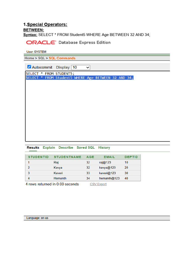 SQL Operators and Their Syntax Guide | PDF