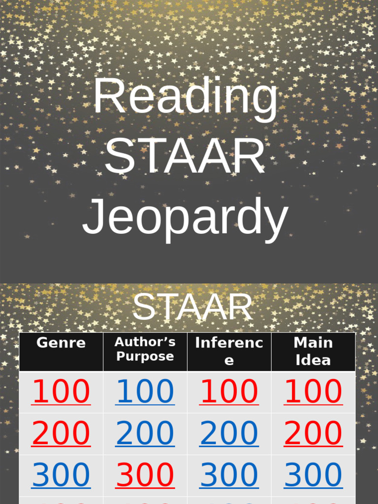 Reading Staar Jeopardy | PDF | Tropical Cyclones | Non Fiction