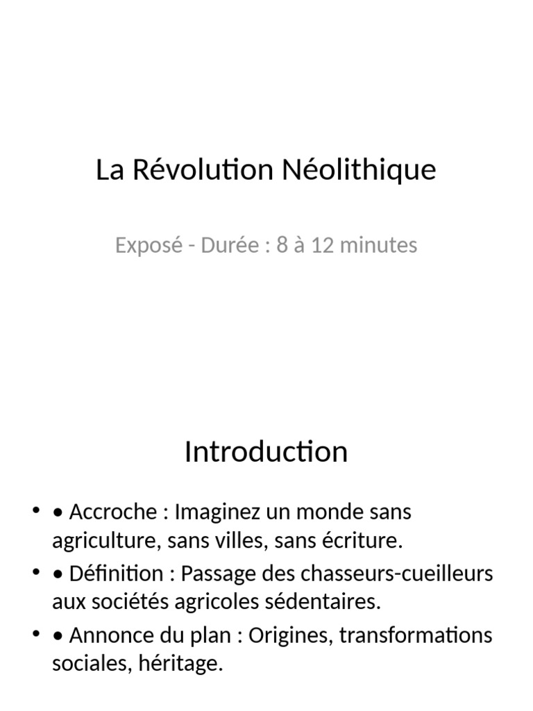 Révolution Néolithique Exposé | PDF